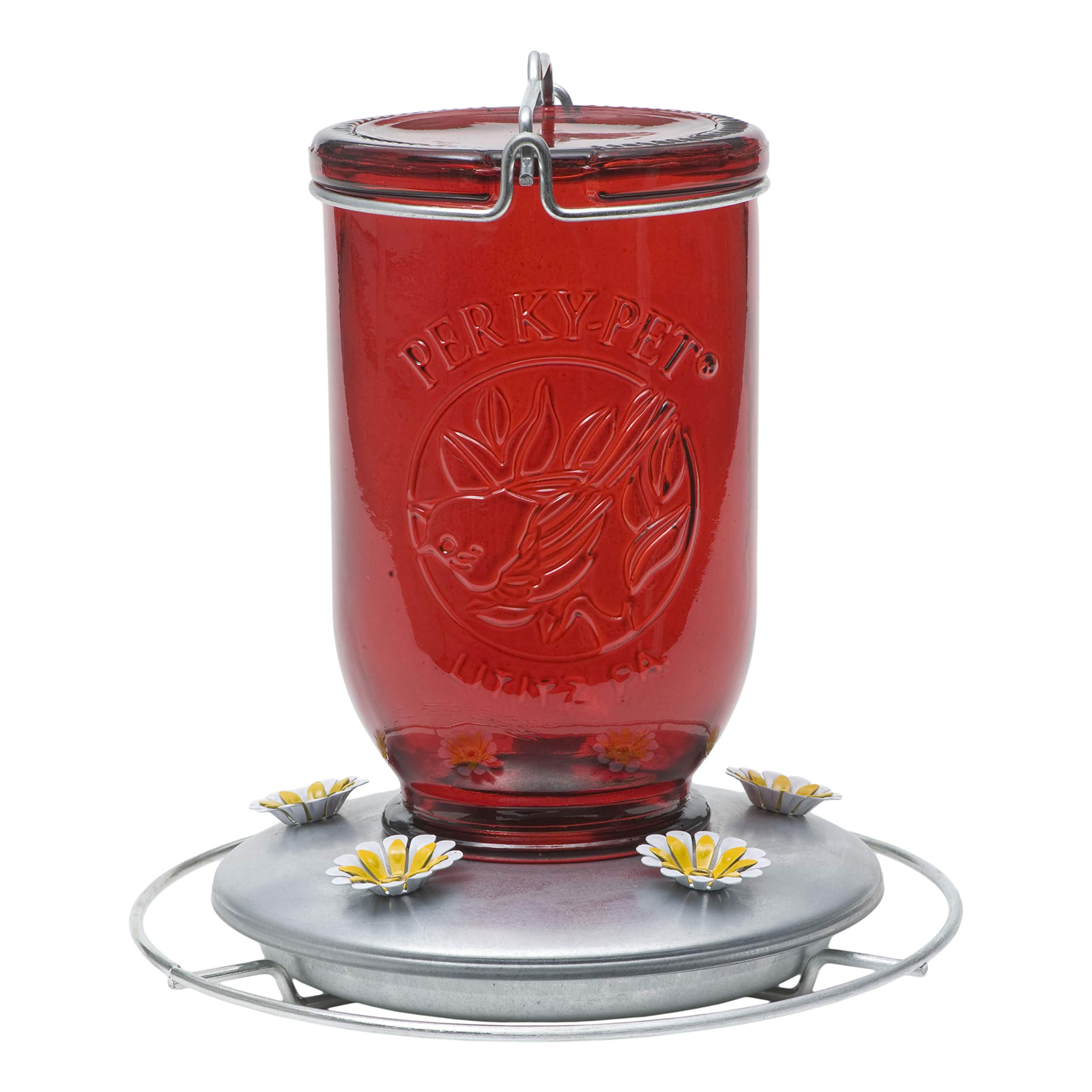 Perky-Pet 786-1SR Mason Jar Vintage Glass Hummingbird Feeder - Outdoor Garden Décor - 32-oz