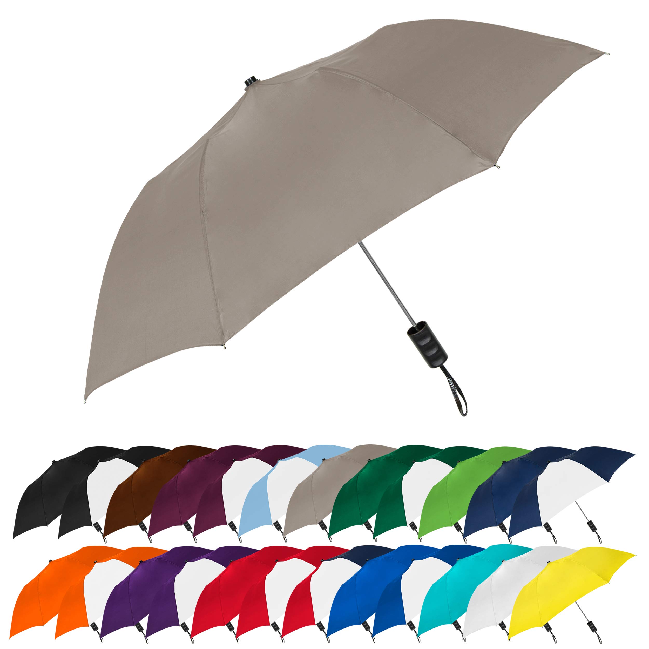 The Spectrum Popular Style 42" Automatic Open Compact Travel Umbrella for Rain, Wind & Sun, Sturdy Lightweight Small Portable Stick Umbrella for Men and Women, Grey
