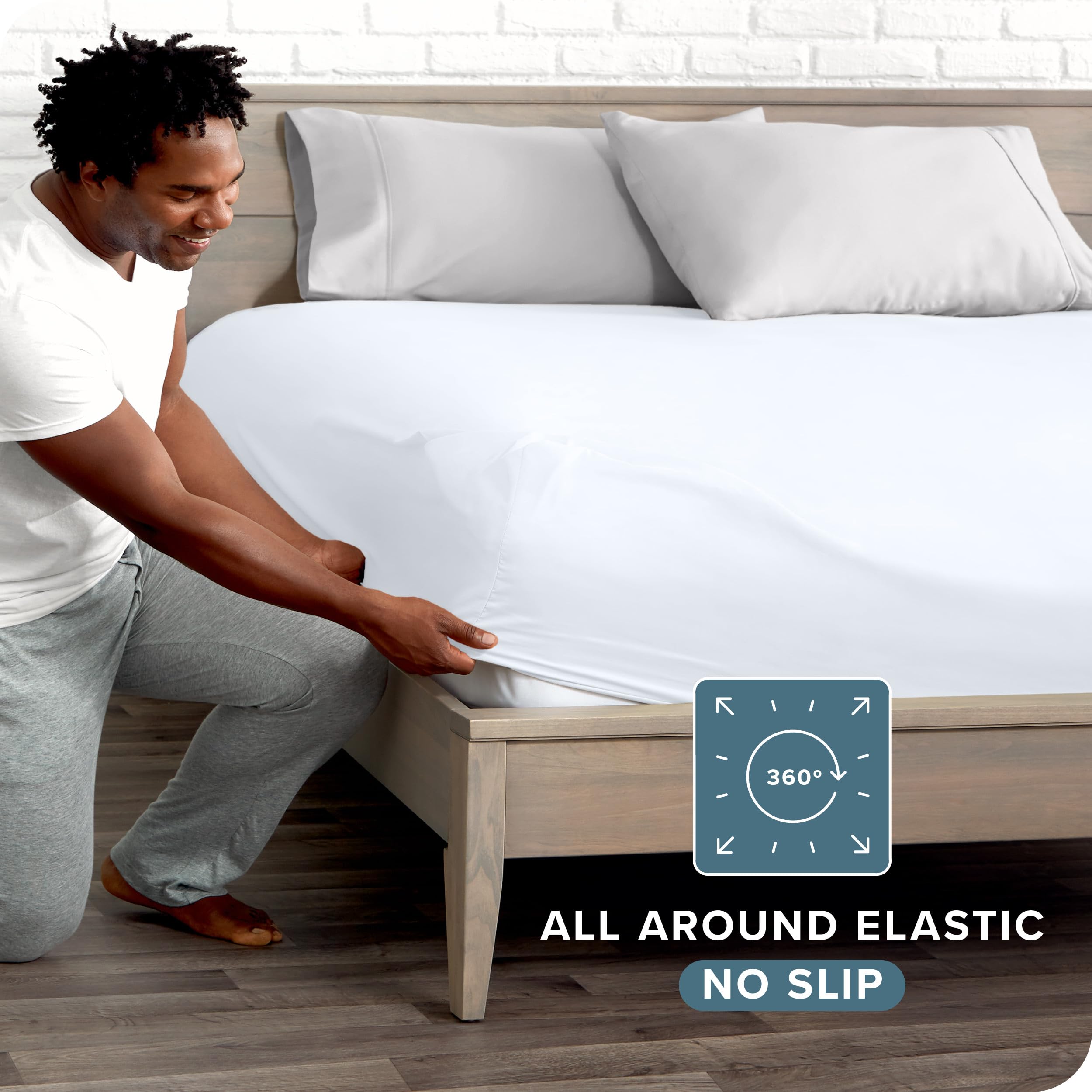 Bare Home Fitted Bottom Sheet Twin Size - Premium 1800 Microfiber - Ultra-Soft Hotel Luxury - Deep Pocket - Durable and Long Lasting (Twin, White)