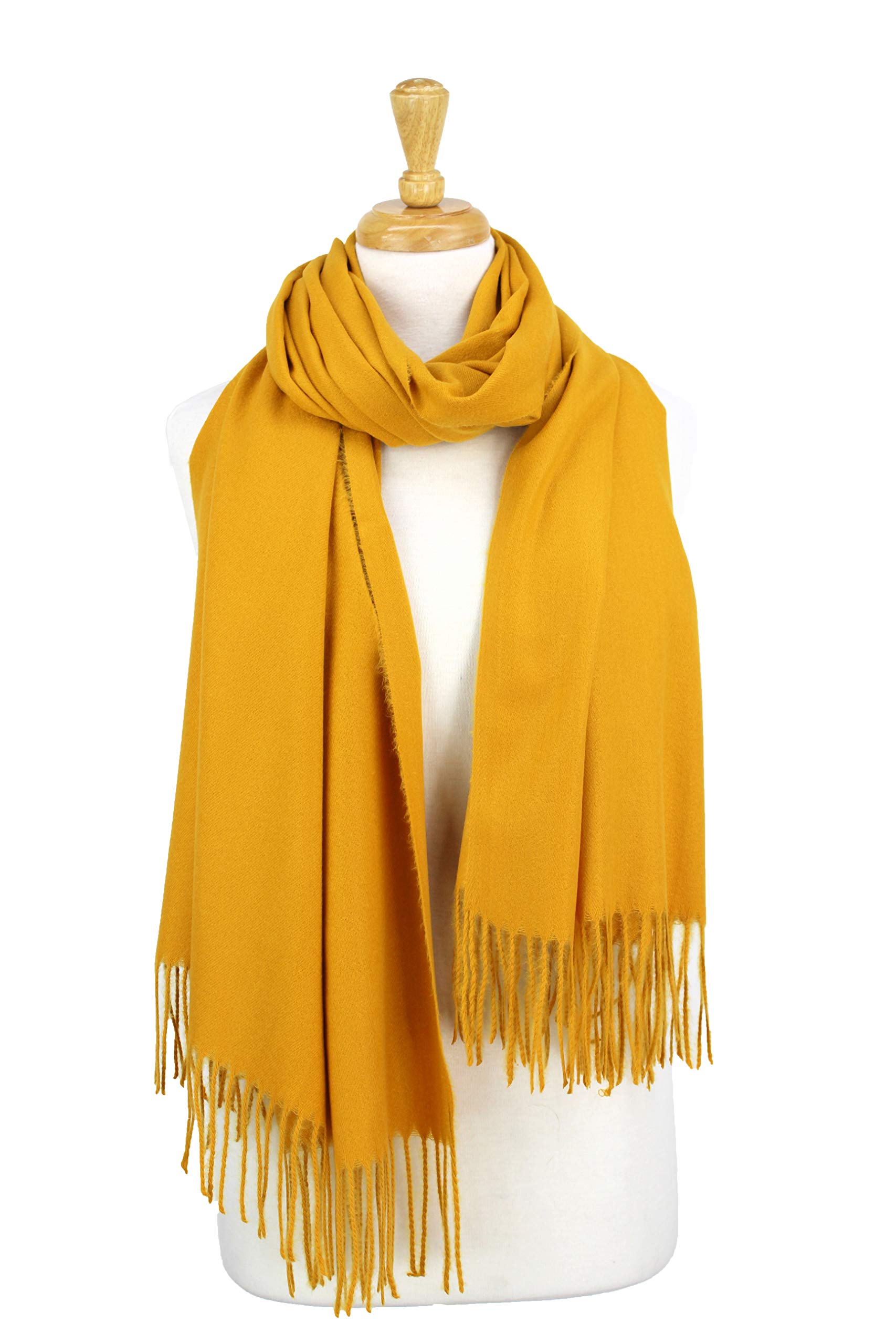 PASKMLNA Large Cashmere Wool Pashmina Shawl Wrap Scarf (Mustard Yellow #2-16)
