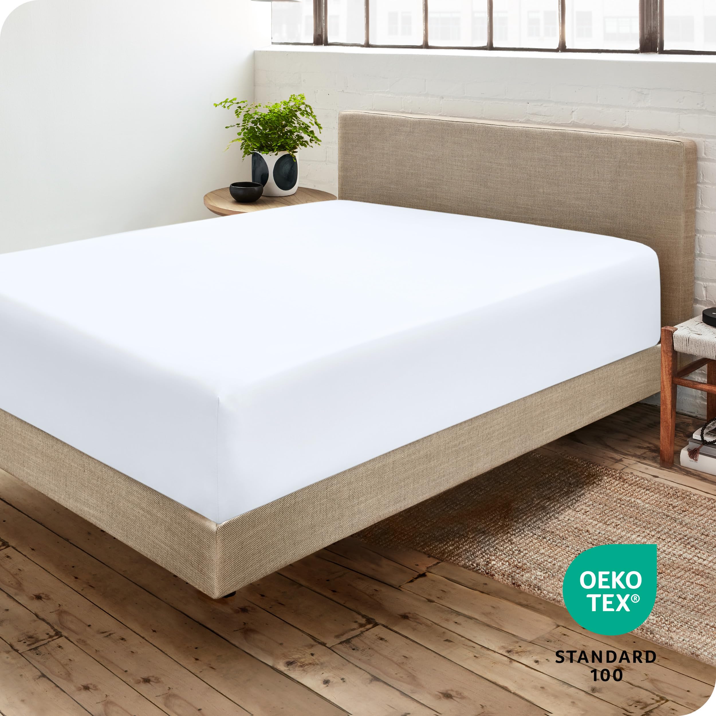 Bare Home Fitted Bottom Sheet Twin Size - Premium 1800 Microfiber - Ultra-Soft Hotel Luxury - Deep Pocket - Durable and Long Lasting (Twin, White)