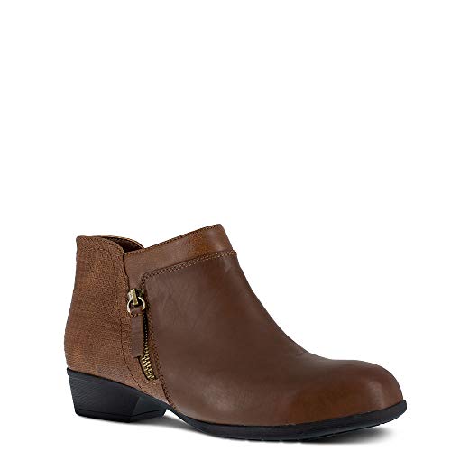Rockport Work Women's Carly Work Safety Toe Bootie, Brown, 7