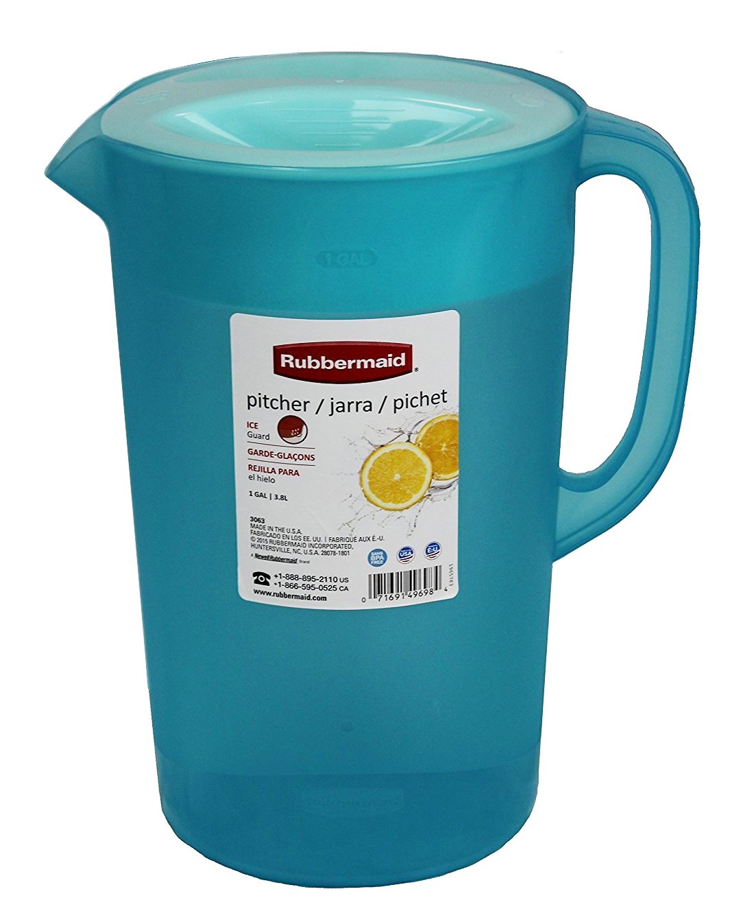 Rubbermaid Limited Edition Dishwasher Safe Pitcher, 1 Count (Pack of 1), Blue