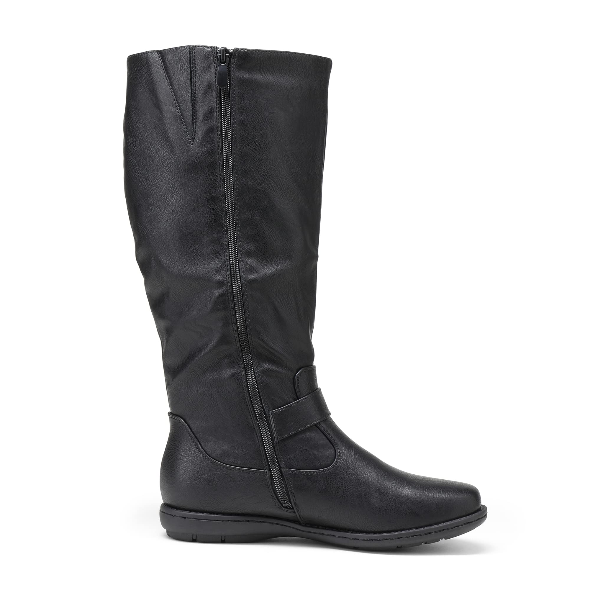DREAM PAIRS Women's Wide Calf Knee High Boots, Fashion Faux Fur-Lined Winter Boots,Size 10,Wide/Calf/Black,TRACE-W