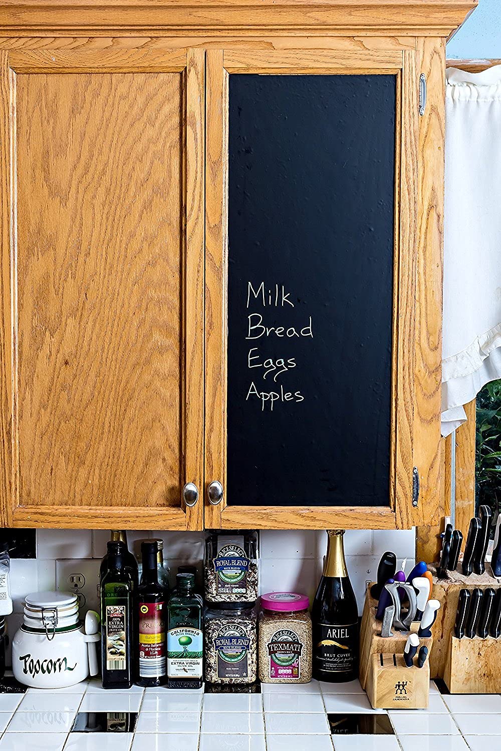 Kassa X-Large Chalkboard Wallpaper - Clear | 1.4ft x 8ft Adhesive Paper Roll | Includes 3 Markers & Eraser Cloth | Peel & Stick on a Wall, Table & Desk | Ideal for Use at Home, School, Office & More