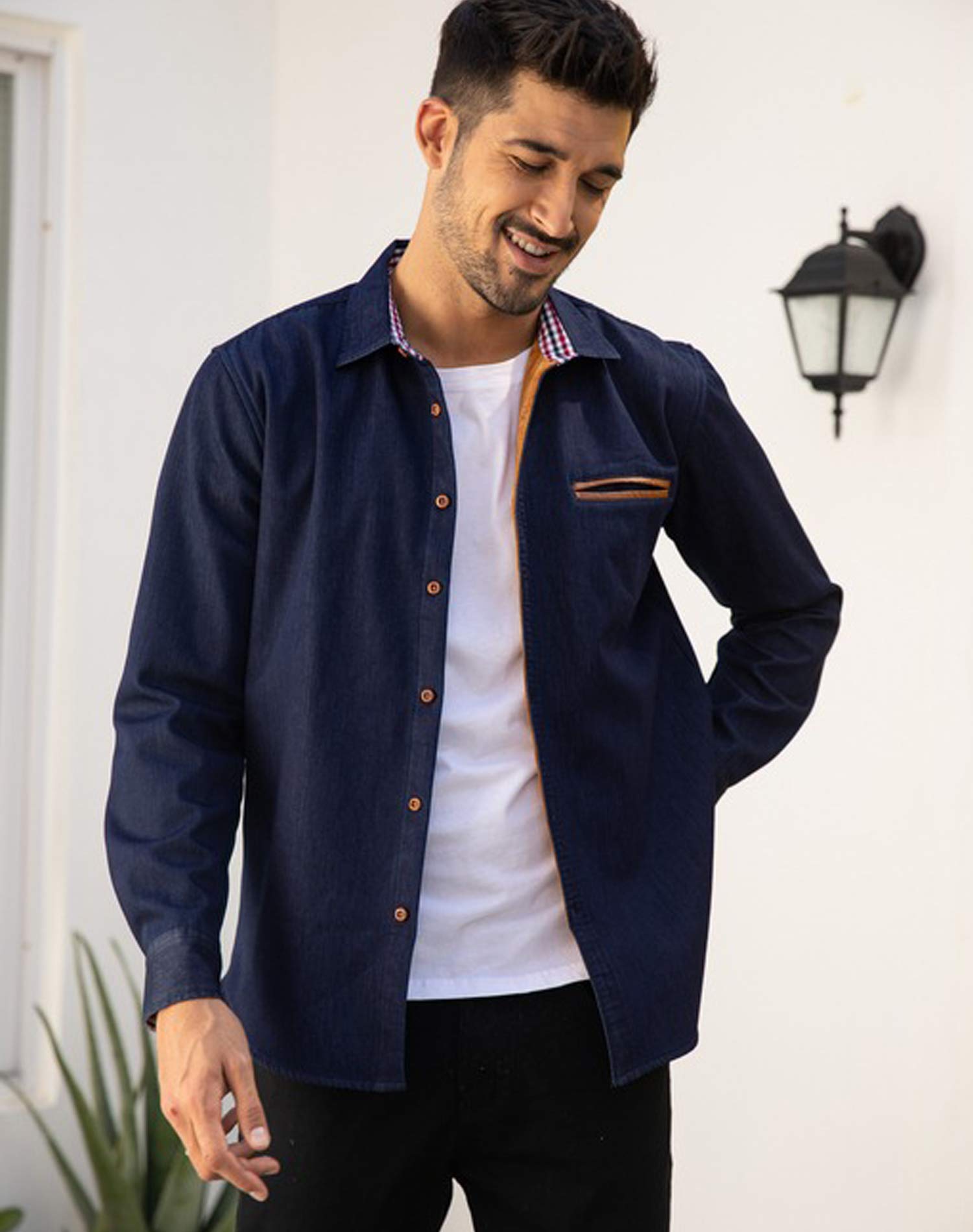 Coofandy Mens Casual Dress Shirt Button Down Shirts,Type 01 - Dark Blue,Large