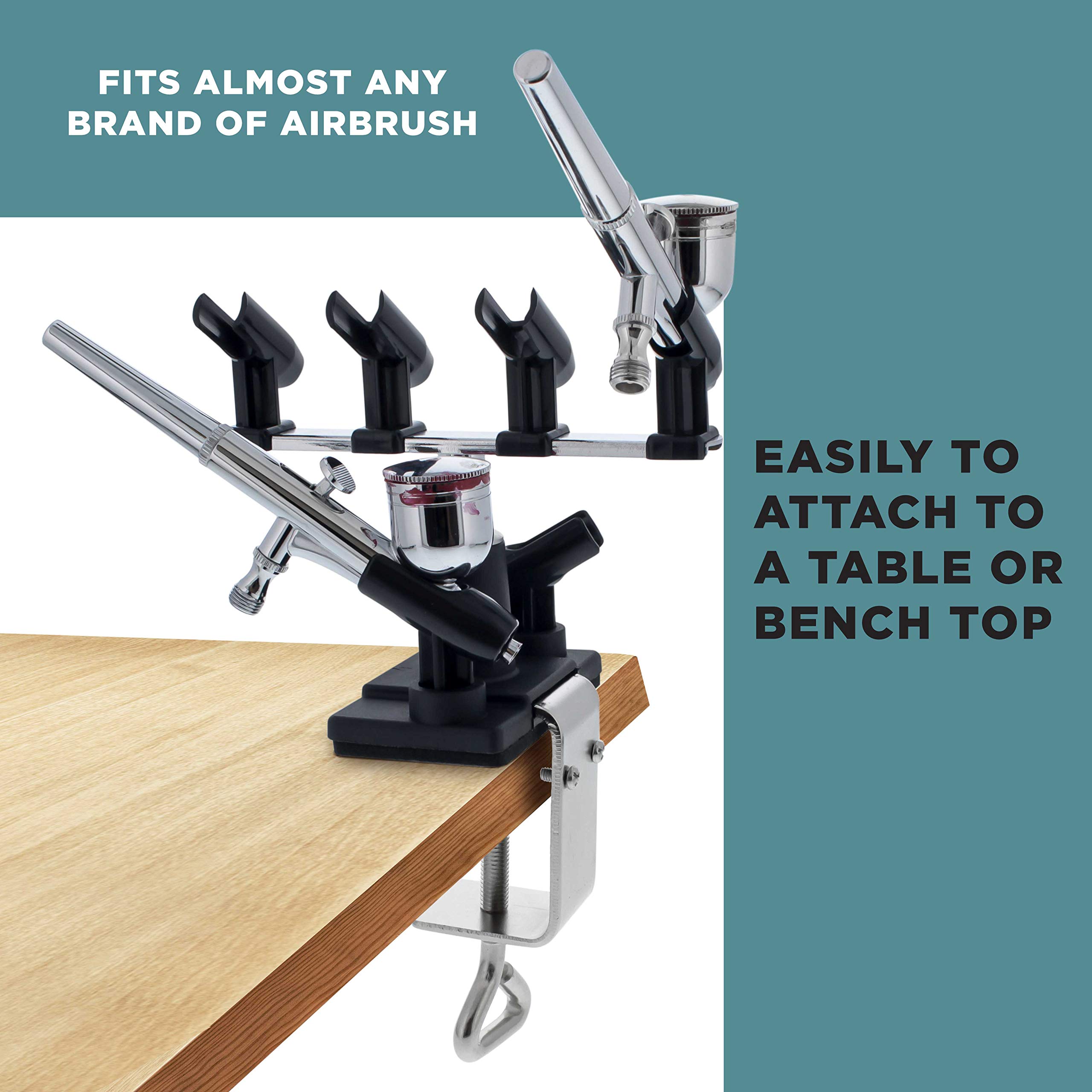 Master Airbrush Universal Clamp-On 6-Airbrush Holder - Airbrush Accessories & Supplies for Garage or Workspace