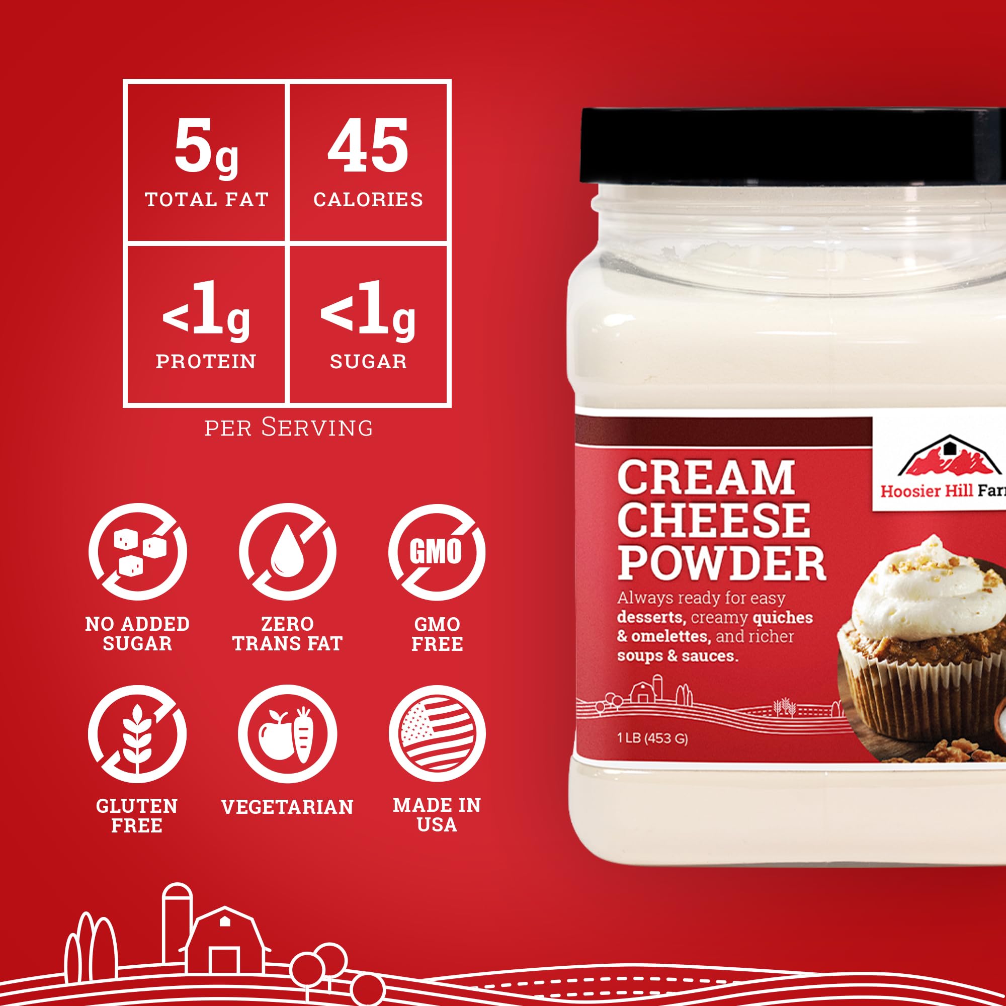 Hoosier Hill Farm Cream Cheese Powder, 1LB (Pack of 1)