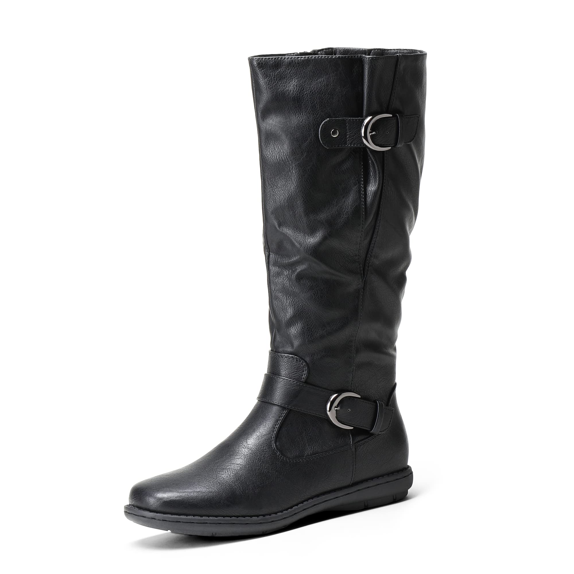 DREAM PAIRS Women's Wide Calf Knee High Boots, Fashion Faux Fur-Lined Winter Boots,Size 10,Wide/Calf/Black,TRACE-W