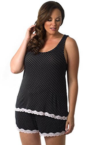 Velvet Kitten Comfy Plus Size Tank Top & Short 562856x 2X Black/Pink