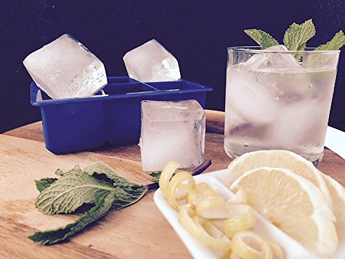 Silicone Ice Cube Tray (Set of 4) by M.Gastro Kitchens, Enough to Make 24 Extra Large Ice Cubes at One Time, Space Saving, 6 Cavity Design (Midnight Blue)