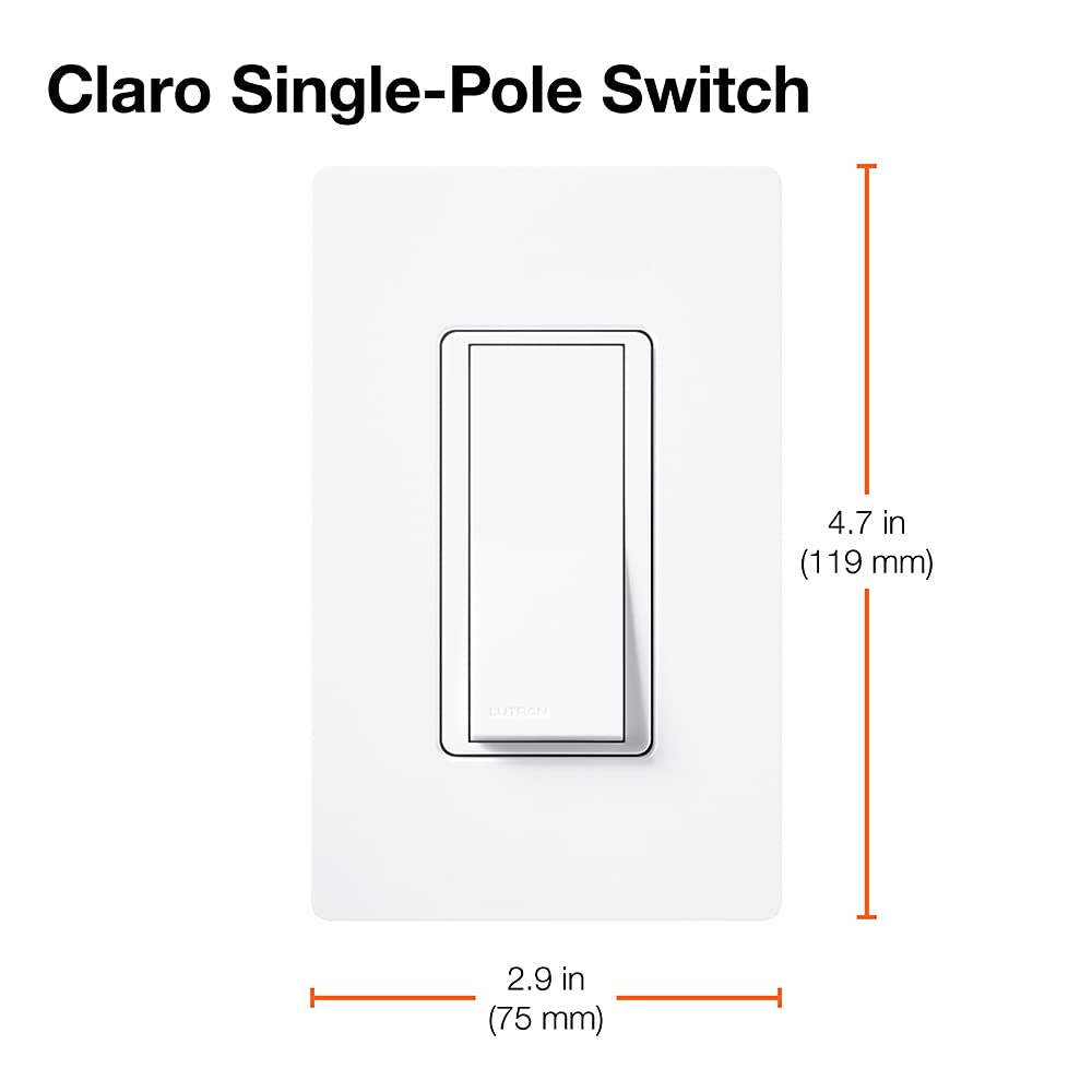 Lutron Claro On/Off Switch, 15-Amp, Single-Pole, CA-1PS-GR, Gray