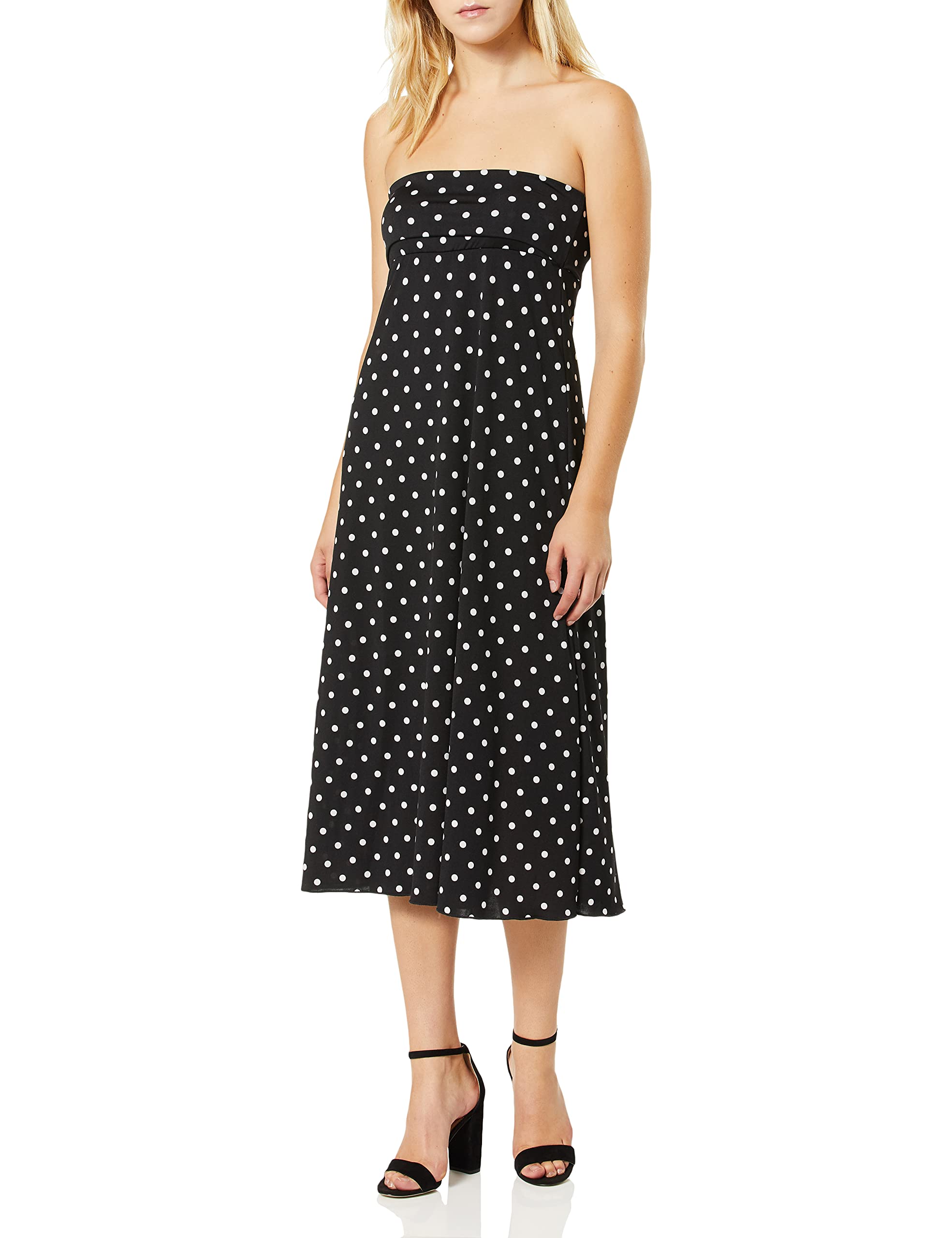 Star Vixen Women's Fold Over Waist Maxi Skirt, Black/White Dot, Medium