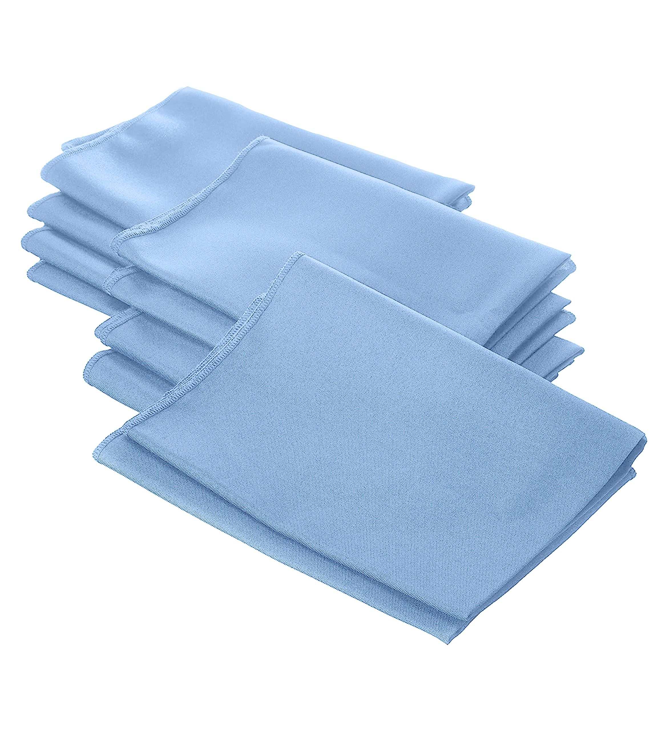 LA Linen 10-Pack Poly Poplin Napkin, Soft Cloth Napkins, Washable Reusable Napkins, Stain and Wrinkle Resistance Table Napkins for Dinner, Wedding, Parties, 18 by 18-Inch, Blue Light
