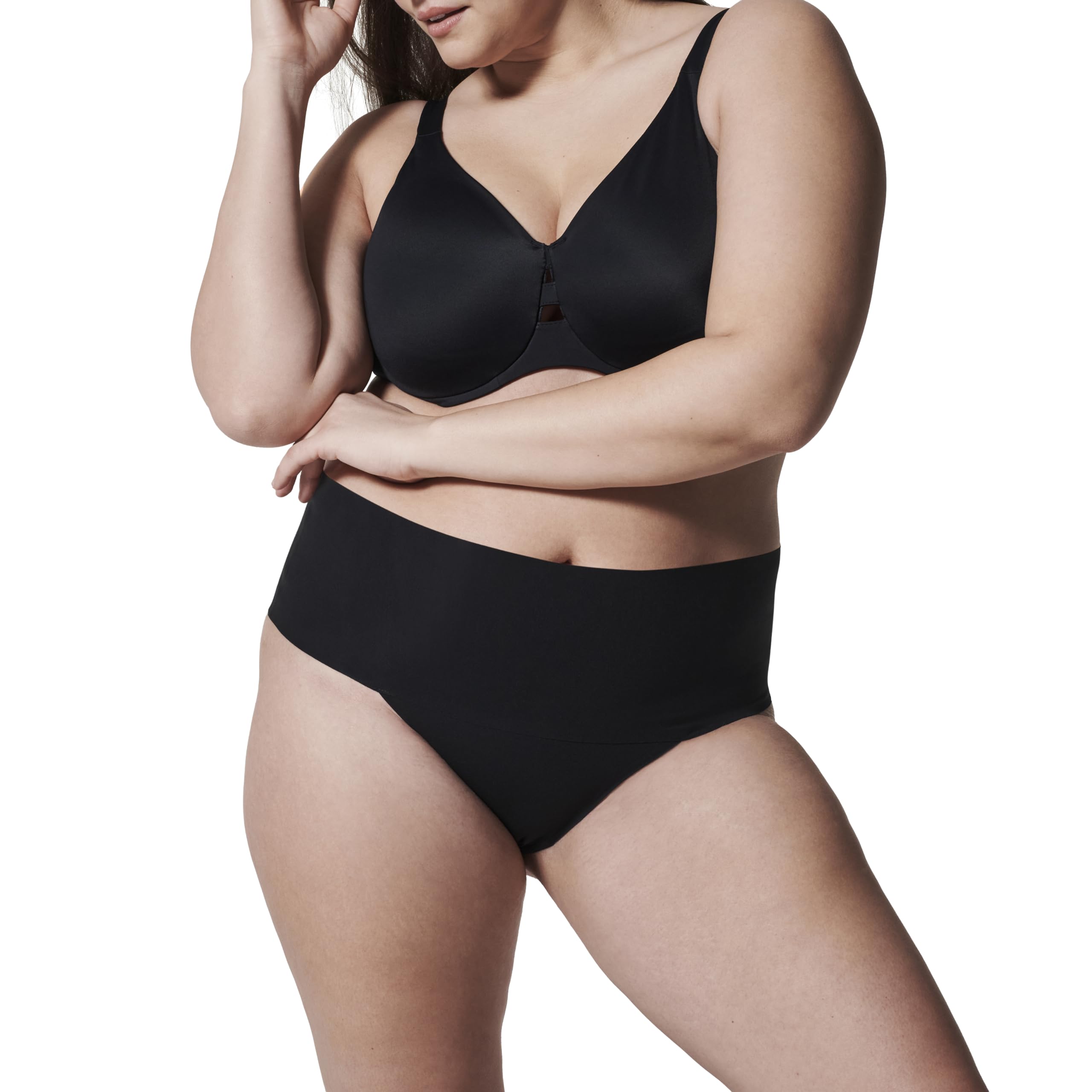 SPANX Undie-Tectable Thong - Comfortable Core Control - Invisible Shapewear Thong - Women's No Show Thong Underwear - Very Black - Small