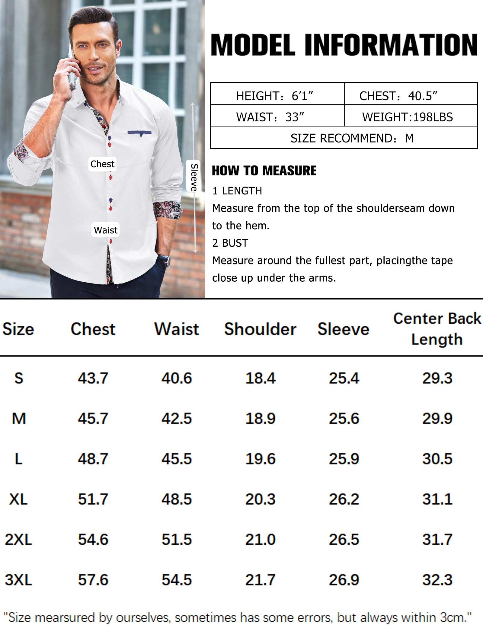 Coofandy Men's Fashion Slim Fit Dress Shirt Casual Shirt,01-white, Medium