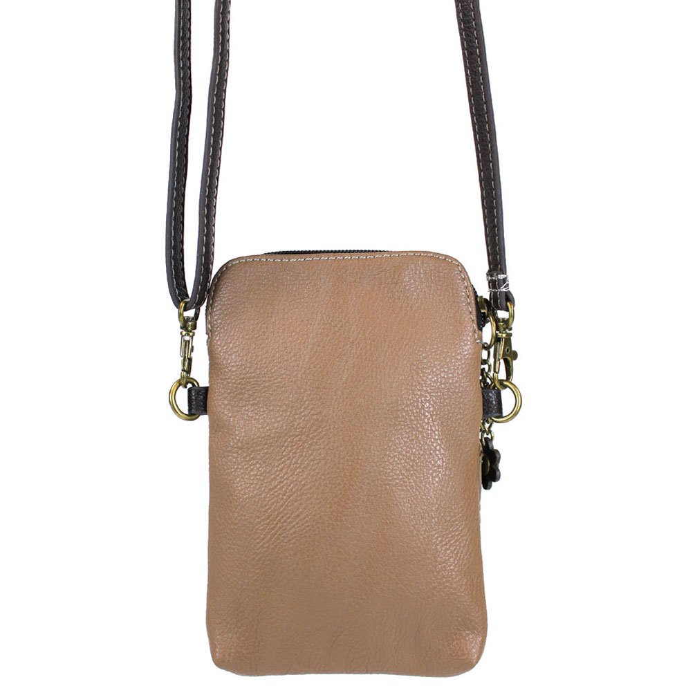 CHALA Cell Phone Crossbody Purse-Women PU Leather/Canvas Multicolor Handbag with Adjustable Strap - LaZzy Cat - brown