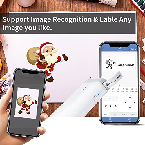 yugyet Mini Lable Maker Bluetooth Thermal Printer Portable with One Label Sticker Roll USB Rechargeable White