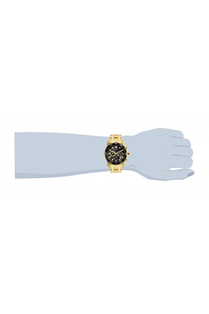Invicta Men's 80064 Pro Diver Chronograph Charcoal Dial 18k Gold Ion-Plated Stainless Steel Watch