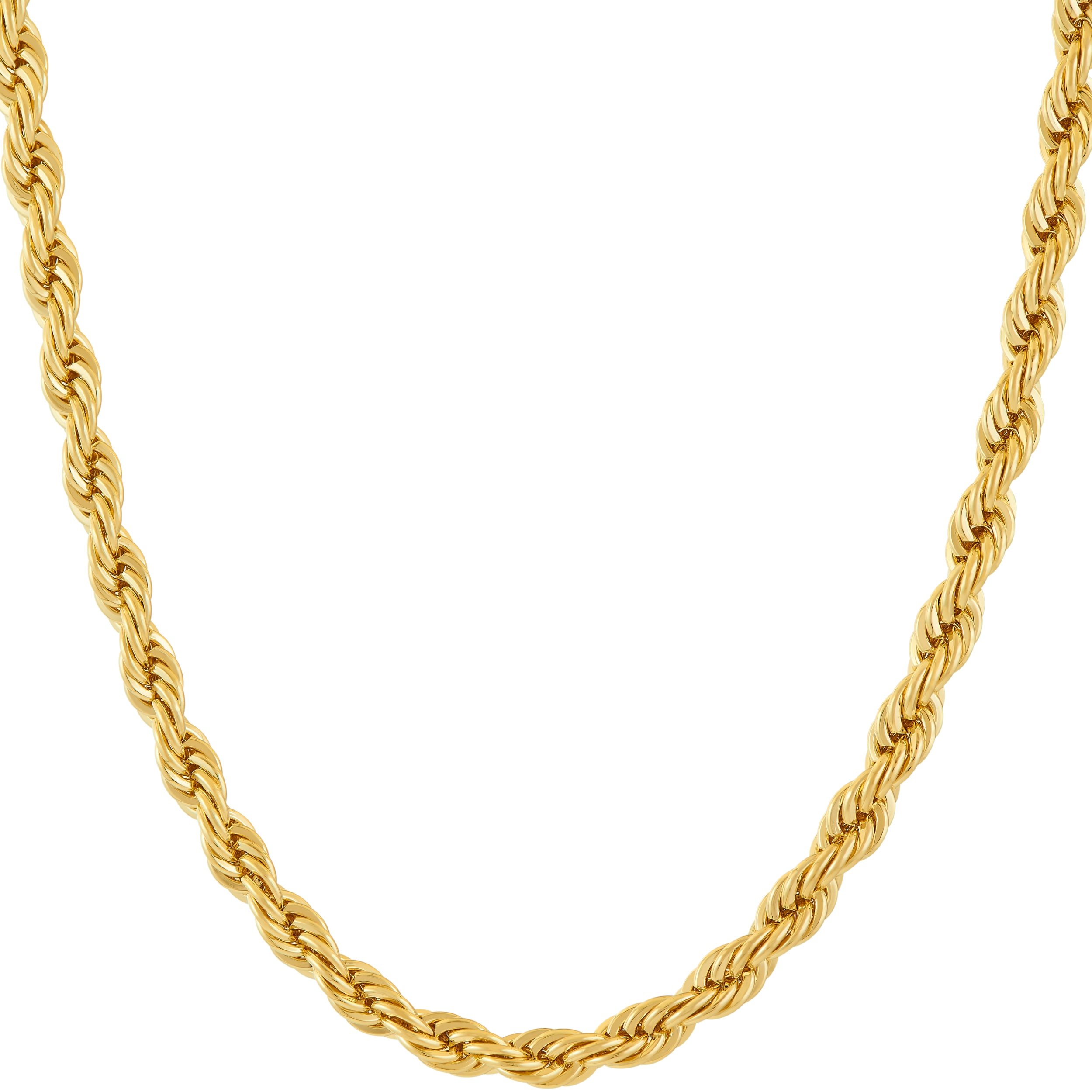 LIFETIME JEWELRY 5mm White Gold Chain for Men & Women 24k Real Gold Plated Diamond Cut Gold Rope Chain for Men & Gold Chain Necklace Women 16 to 36 Inch (22 inches, Gold)