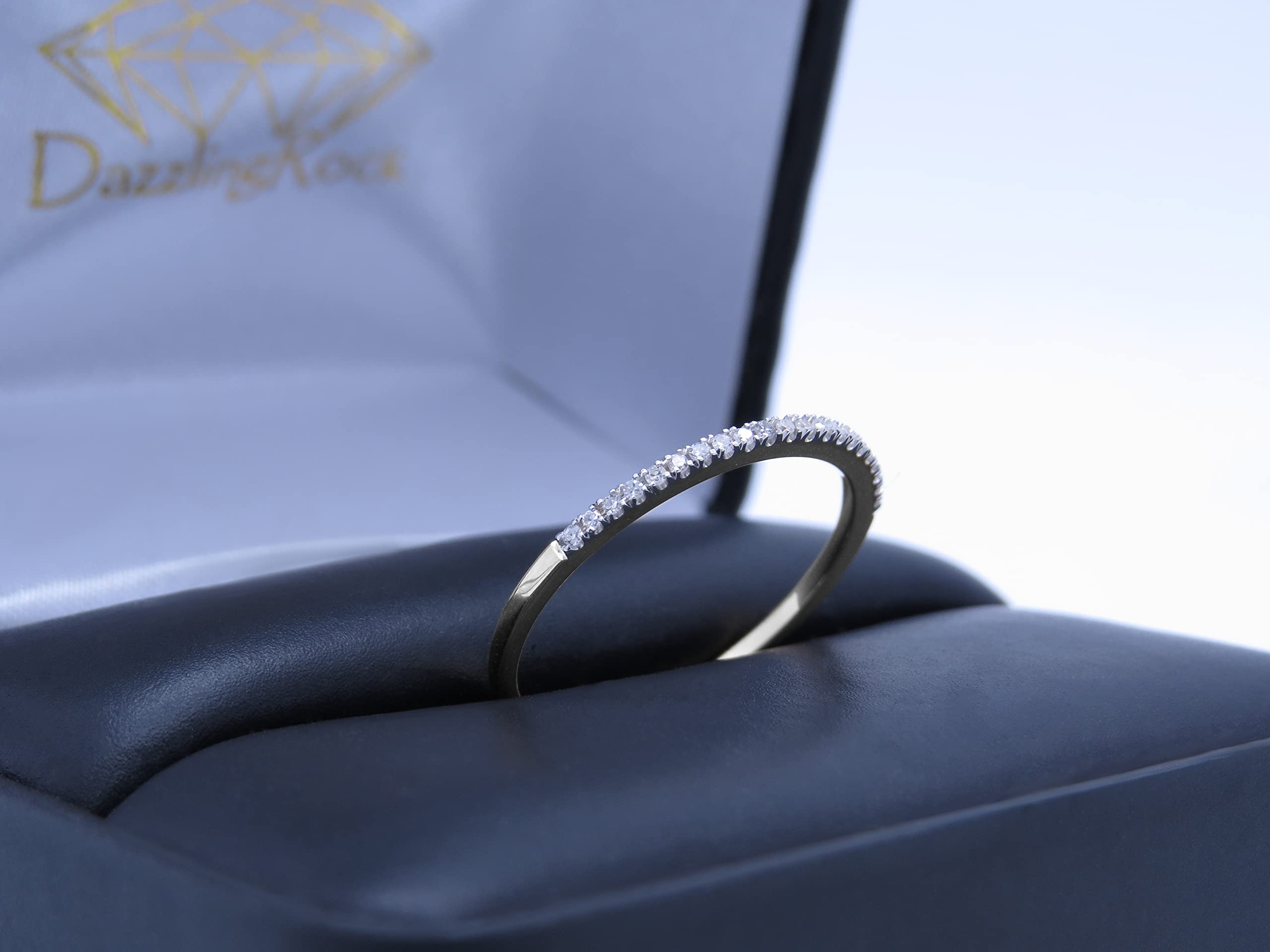 Dazzlingrock Collection 0.08 Cttw Round White Diamond Minimalist Stackable Wedding Band for Women in 10K Solid White Gold, Size 6.5