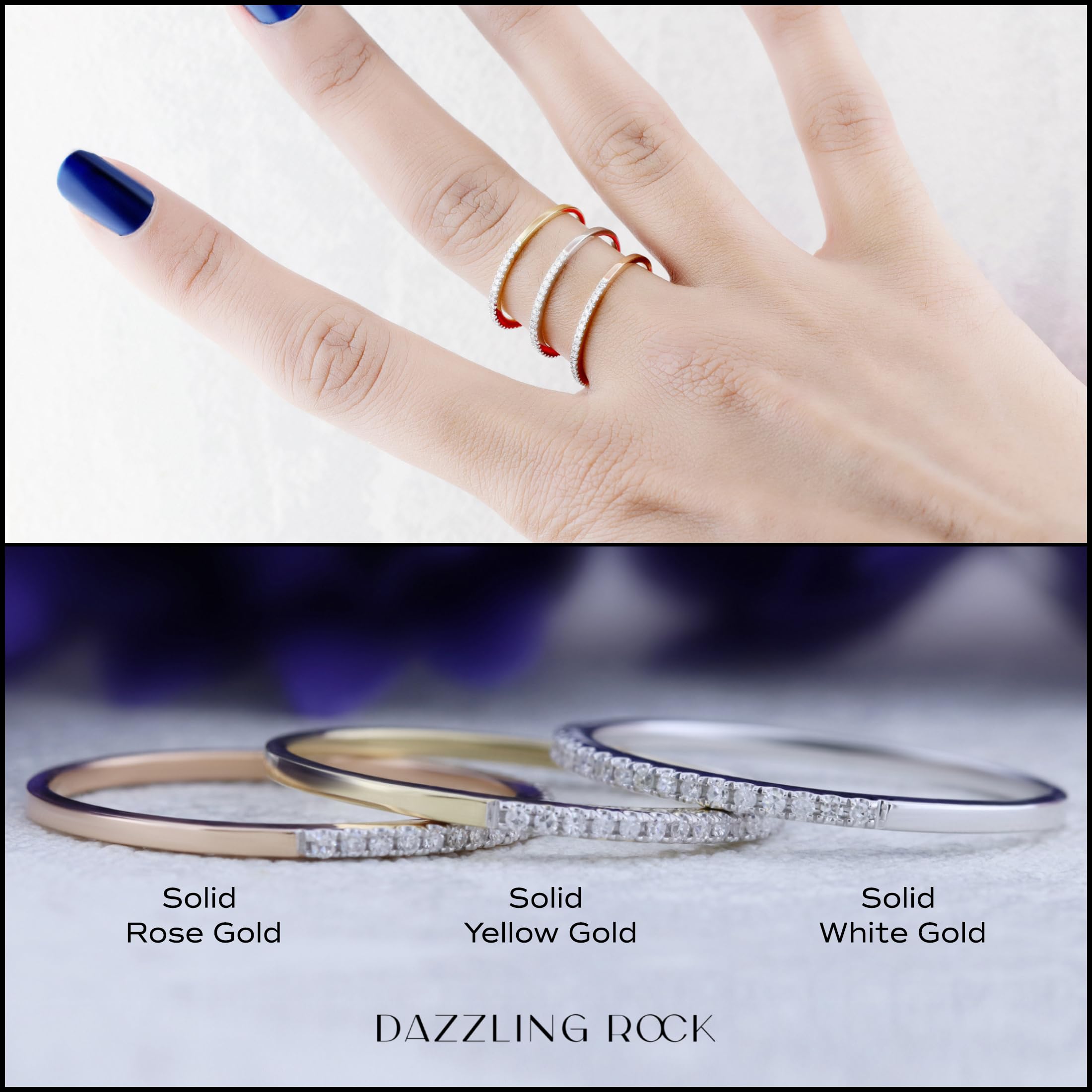 Dazzlingrock Collection 0.08 Cttw Round White Diamond Minimalist Stackable Wedding Band for Women in 10K Solid White Gold, Size 6.5