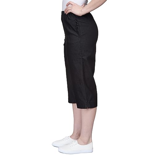 Alfred Dunner womens All Around Elastic Waist Denim Petite Capris - Elastic Waist Jeans Pants, Black, 16 Petite US