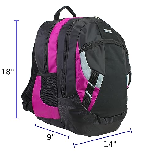 Eastsport Oversize Multifunctional Sports Backpack for Work, Travel, Outdoors - Black/Magento Pink