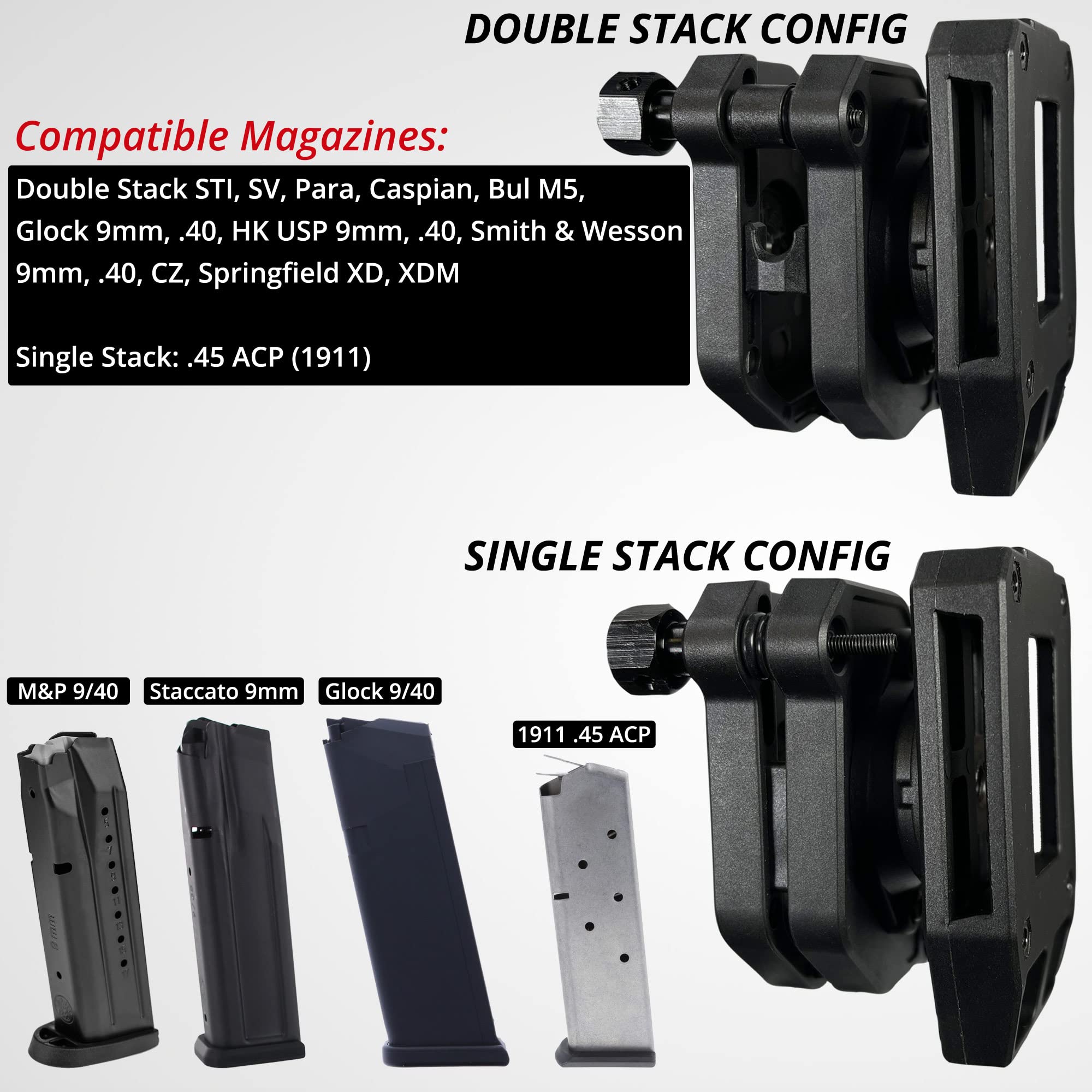 Black Scorpion Gear Ambidextrous Single/Double Stack Competition Magazine Pouch (Black)