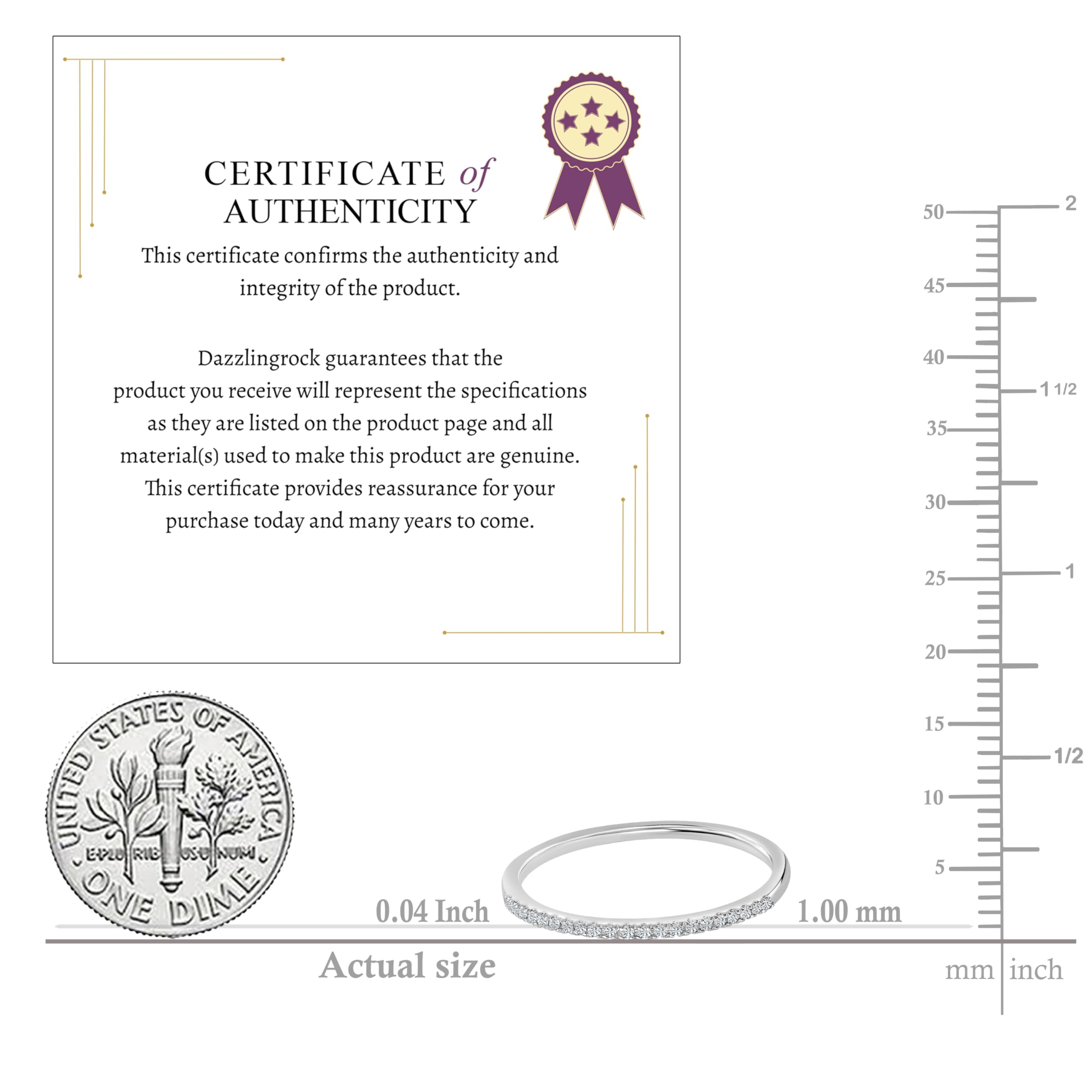 Dazzlingrock Collection 0.08 Cttw Round White Diamond Minimalist Stackable Wedding Band for Women in 10K Solid White Gold, Size 6.5