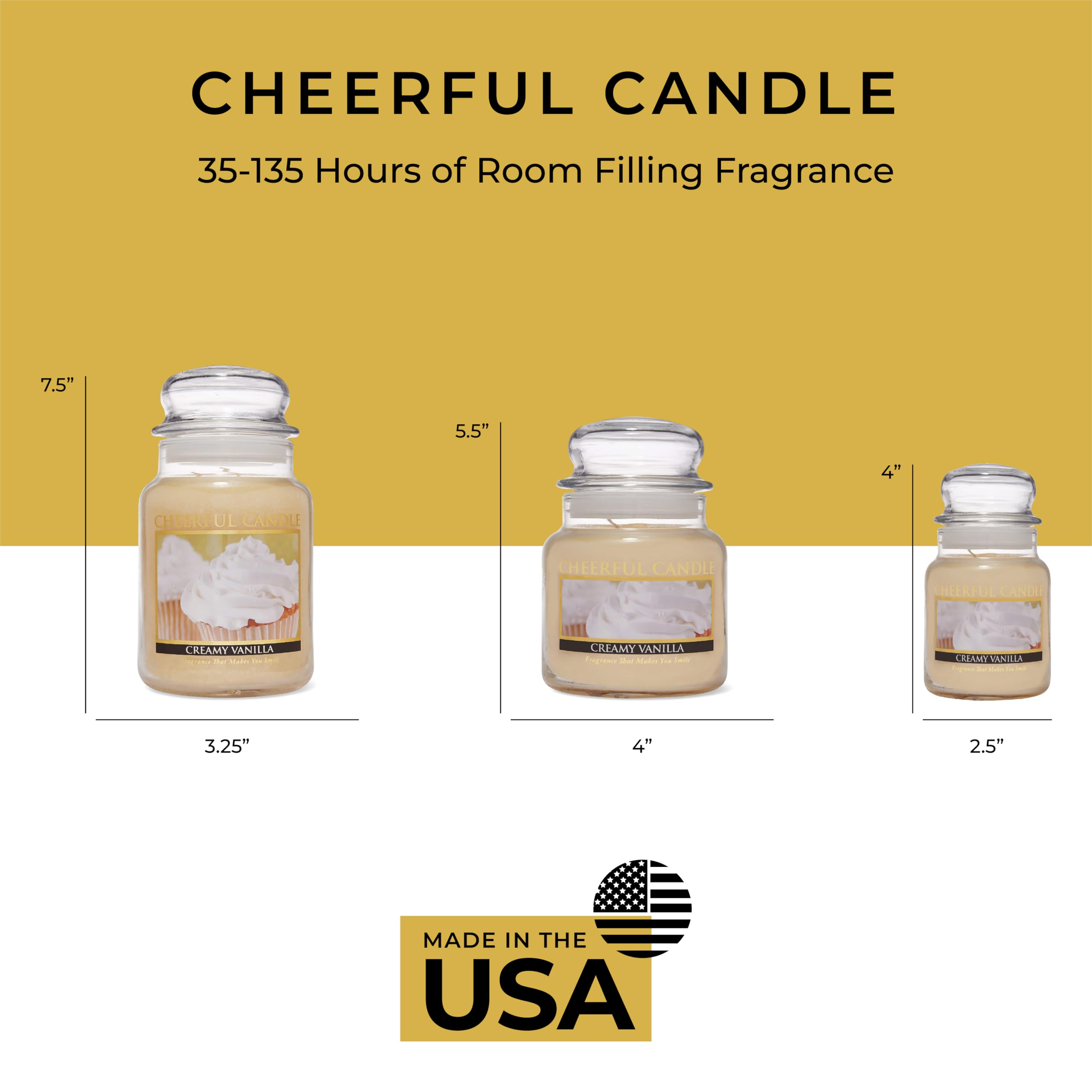 A Cheerful Giver - Creamy Vanilla Scented Glass Jar Candle (6 oz) with Lid & True to Life Fragrance Made in USA