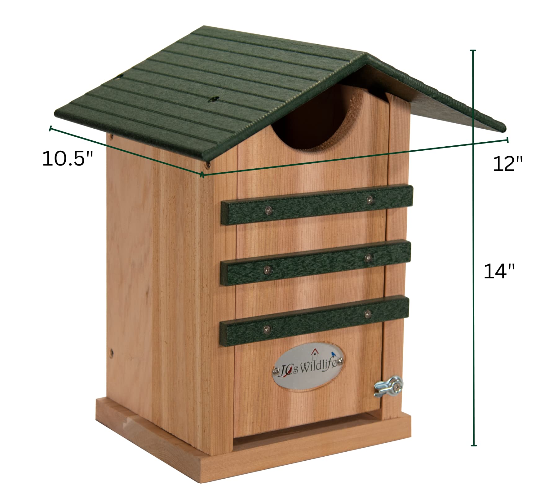 JCs Wildlife Screech or Saw-Whet Owl House - Cedar Nesting Box With Poly Lumber Roof - Made in the USA