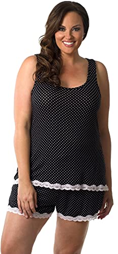 Velvet Kitten Comfy Plus Size Tank Top & Short 562856x 2X Black/Pink