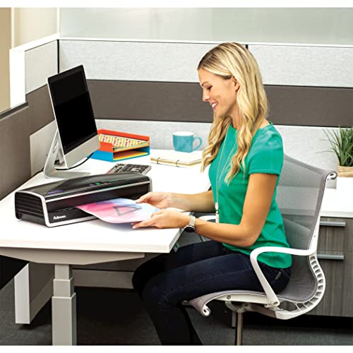 Fellowes Laminator Venus 2 125, Rapid 30-60 Second Warm-up Laminating Machine, with Laminating Pouches Kit (5734801), Black, Silver, 5.1" x 21.3" x 8.2"