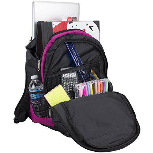 Eastsport Oversize Multifunctional Sports Backpack for Work, Travel, Outdoors - Black/Magento Pink