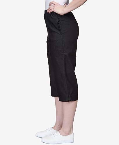 Alfred Dunner womens All Around Elastic Waist Denim Petite Capris - Elastic Waist Jeans Pants, Black, 16 Petite US