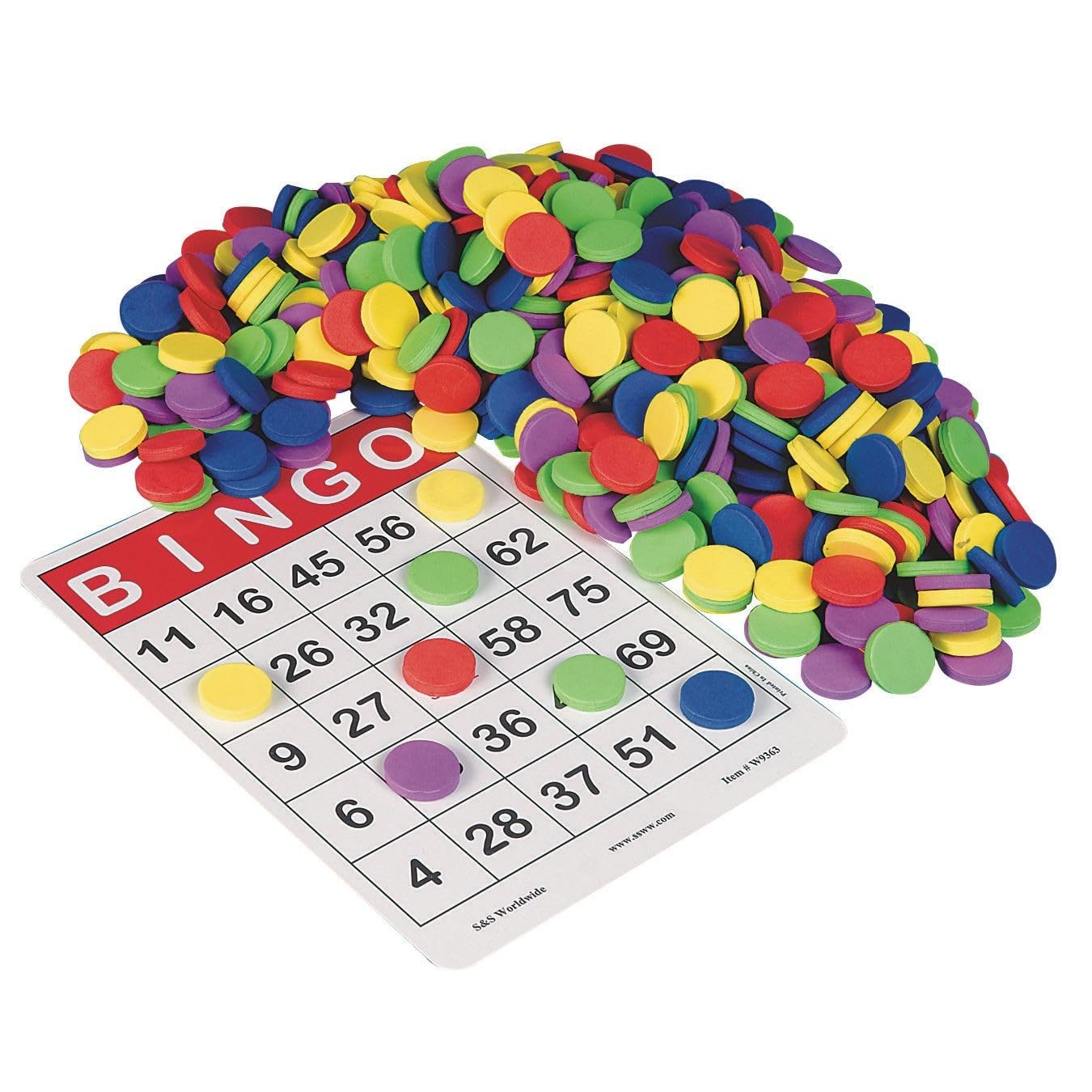 S&S Worldwide Easy Grip, Quiet Bingo Chips, Assorted (Pack of 250)