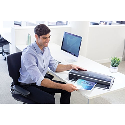 Fellowes Laminator Venus 2 125, Rapid 30-60 Second Warm-up Laminating Machine, with Laminating Pouches Kit (5734801), Black, Silver, 5.1" x 21.3" x 8.2"