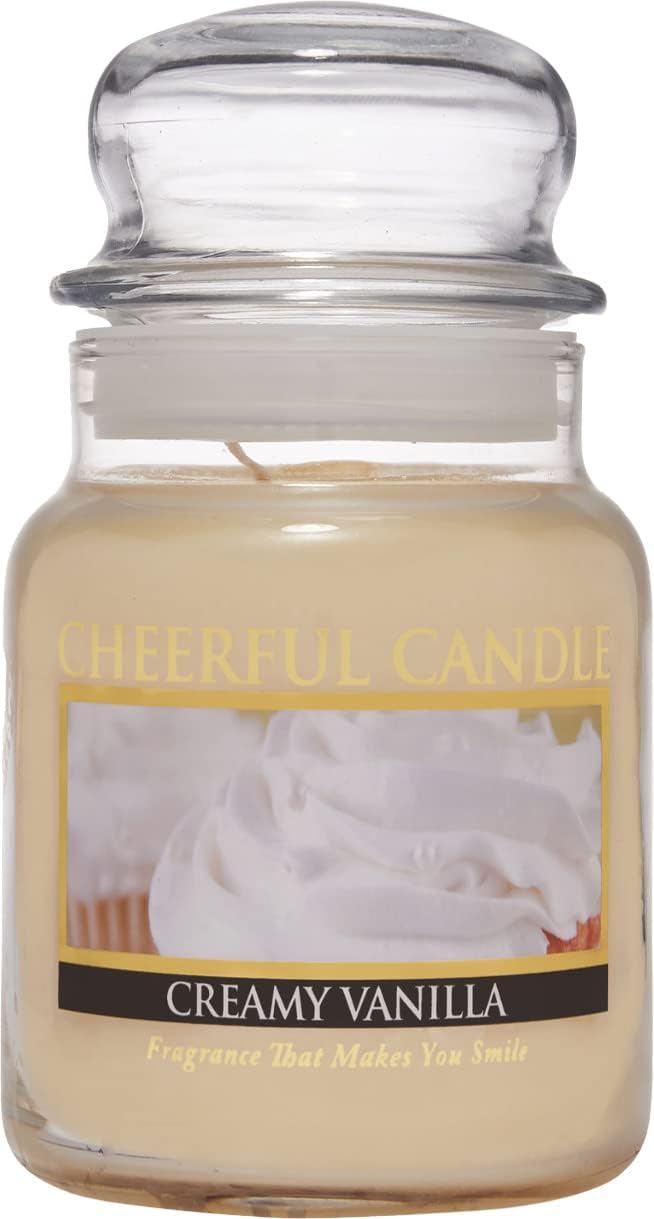 A Cheerful Giver - Creamy Vanilla Scented Glass Jar Candle (6 oz) with Lid & True to Life Fragrance Made in USA