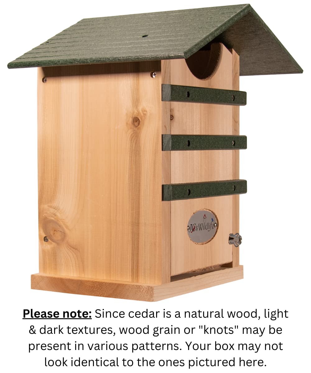 JCs Wildlife Screech or Saw-Whet Owl House - Cedar Nesting Box With Poly Lumber Roof - Made in the USA
