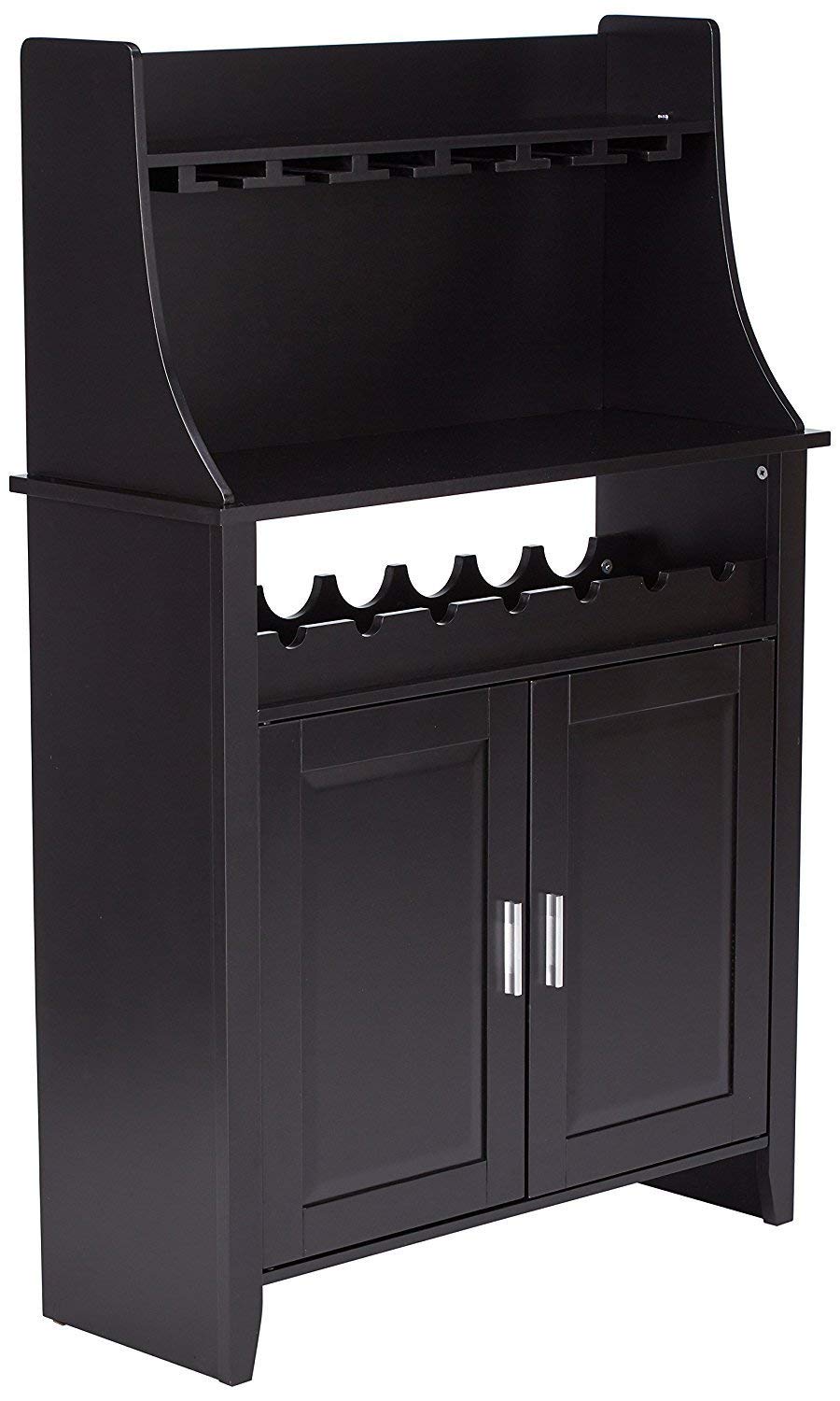 Kings Brand Furniture Wood Wine Rack Buffet & Storage Cabinet, Black, WR1345