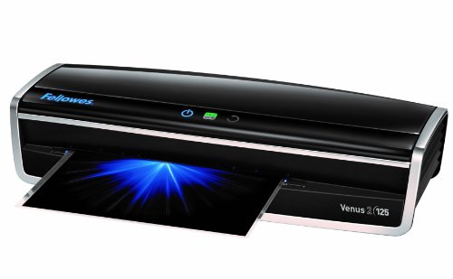 Fellowes Laminator Venus 2 125, Rapid 30-60 Second Warm-up Laminating Machine, with Laminating Pouches Kit (5734801), Black, Silver, 5.1" x 21.3" x 8.2"