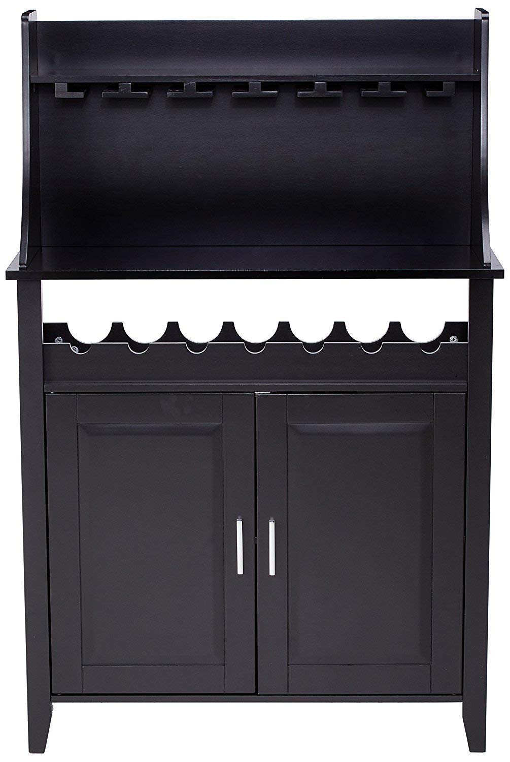 Kings Brand Furniture Wood Wine Rack Buffet & Storage Cabinet, Black, WR1345