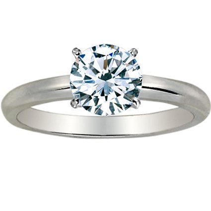 Near 1/2 Carat Round Cut Diamond Solitaire Engagement Ring 14K White Gold 4 Prong (K, I2, 0.45 c.t.w) Very Good Cut