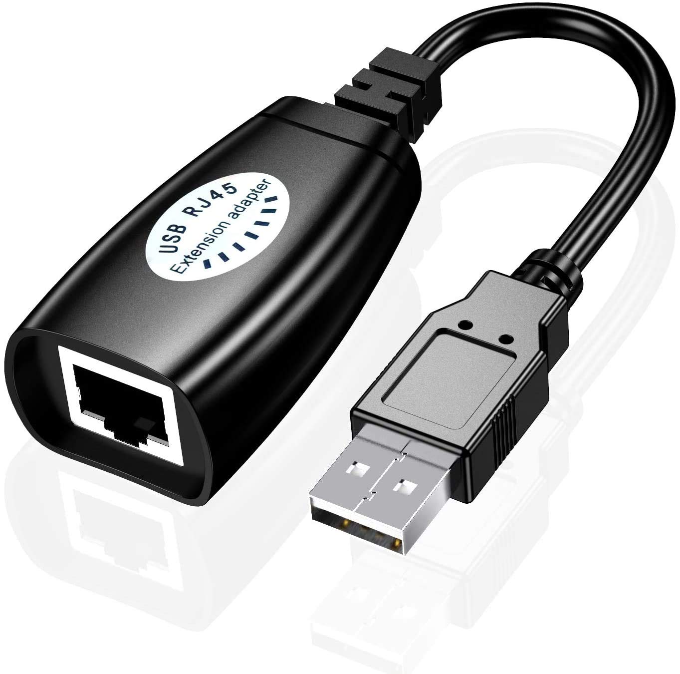 USB (Male) to RJ45 + USB (Female) USB Over Cat5/5e/6 Extension Adapter RJ45 -Up to 150ft Length