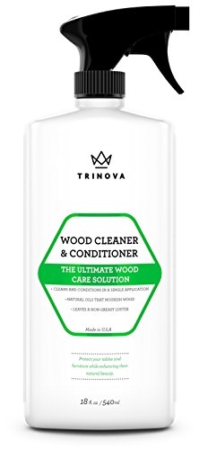 Trinova Wood Cleaner, Conditioner, Wax & Polish - Spray for Furniture & Cabinets - Removes Stains & Restores Shine - Wax & Oil Polisher - Works on Stained & Unfinished Surfaces - 18 fl oz