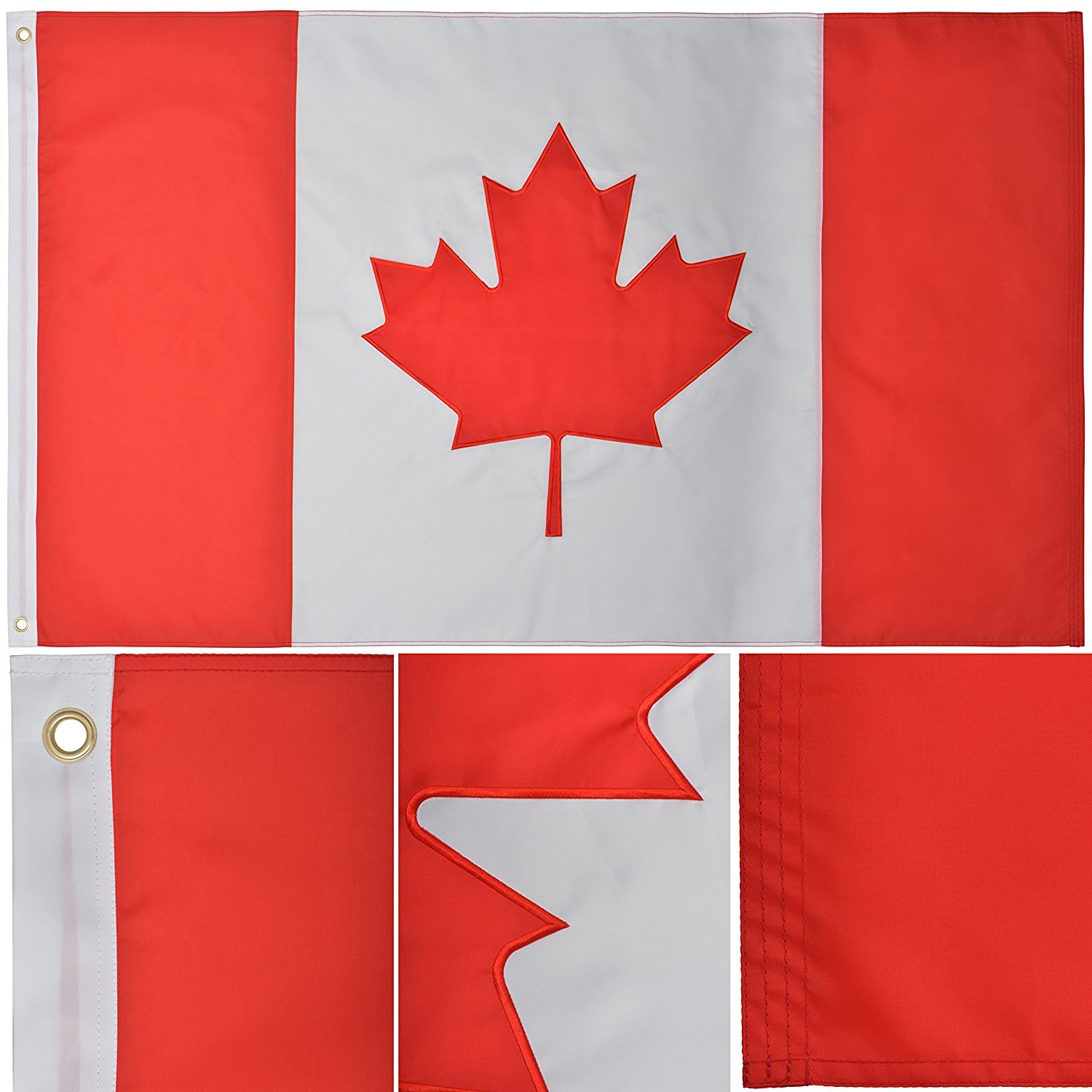 Canada Flag 3' x 5' Ft 210D Nylon Premium Outdoor Embroidered Canadian Flag