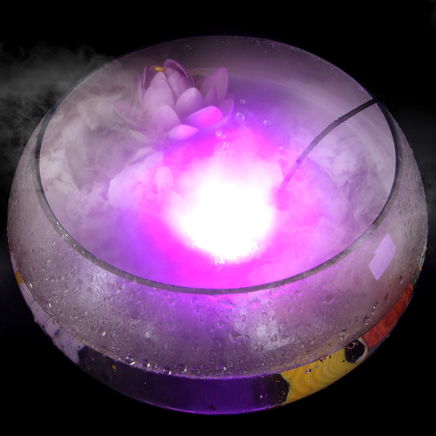 AGPTEK Mist Maker Fogger Water Fountain Pond Fog Machine Atomizer Air Humidifier with 12 LED Light Color Change for Office Home Room Car, Black