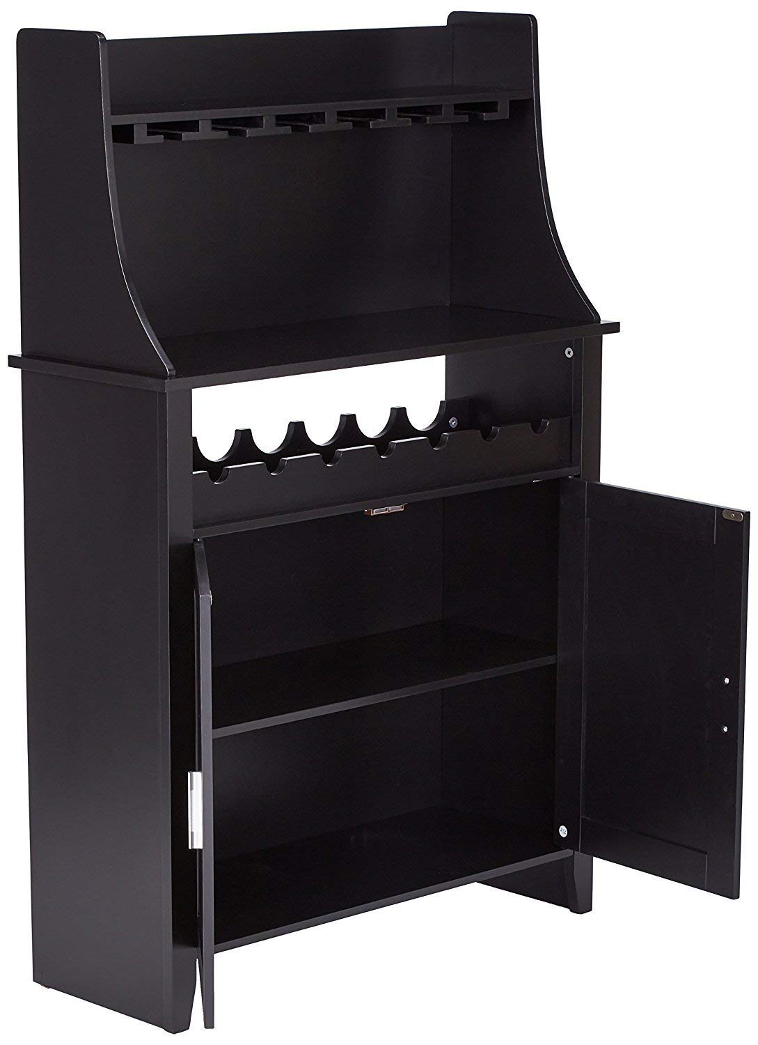 Kings Brand Furniture Wood Wine Rack Buffet & Storage Cabinet, Black, WR1345