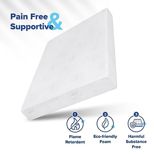 Olee Sleep Queen Mattress, 8 Inch Gel Memory Foam Mattress, Gel Infused for Comfort and Pressure Relief, CertiPUR-US Certified, Bed-in-a-Box, Medium Firm, Queen Size